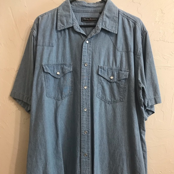 Real Ranch | Shirts | Real Ranch Mens Denim Shirt L | Poshmark